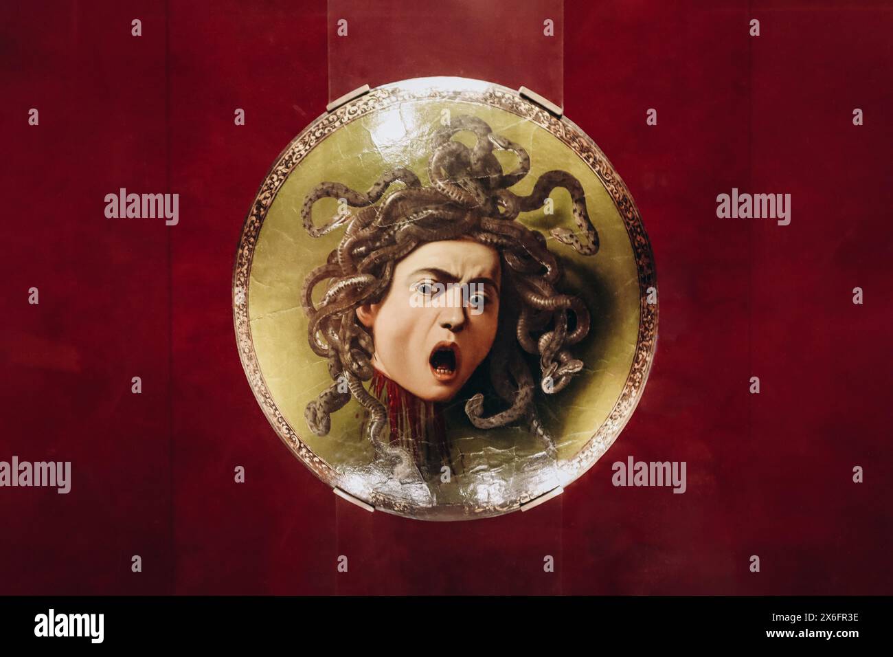 Florence, Italy - 29 December, 2023: Medusa, 1597 by Caravaggio, in the ...