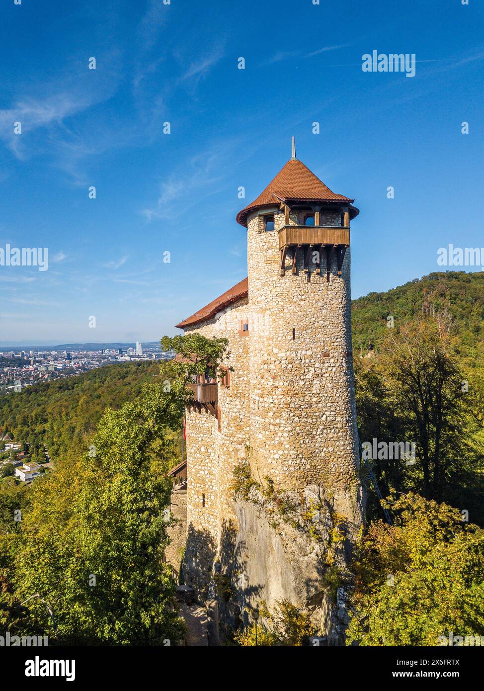 Arlesheim, Switzerland - September 25.2023: Aerial view of Reichenstein ...