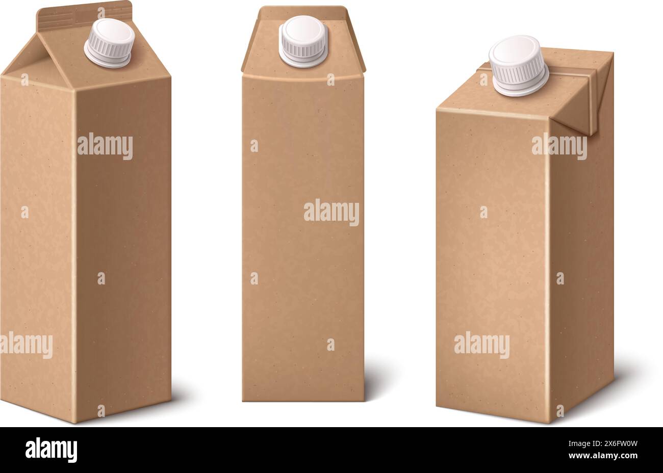 Cardboard milk pack. 3d drink juice carton bottle vector. Paper ...