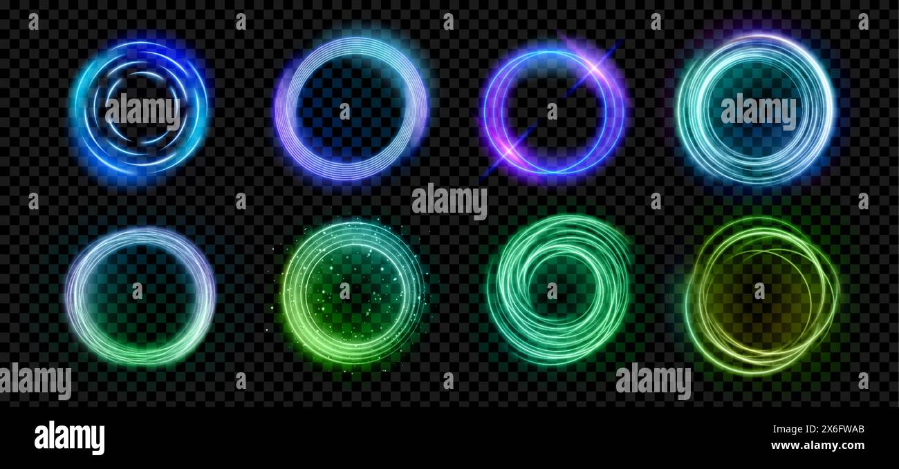 Abstract halo light effects set isolated on transparent background ...