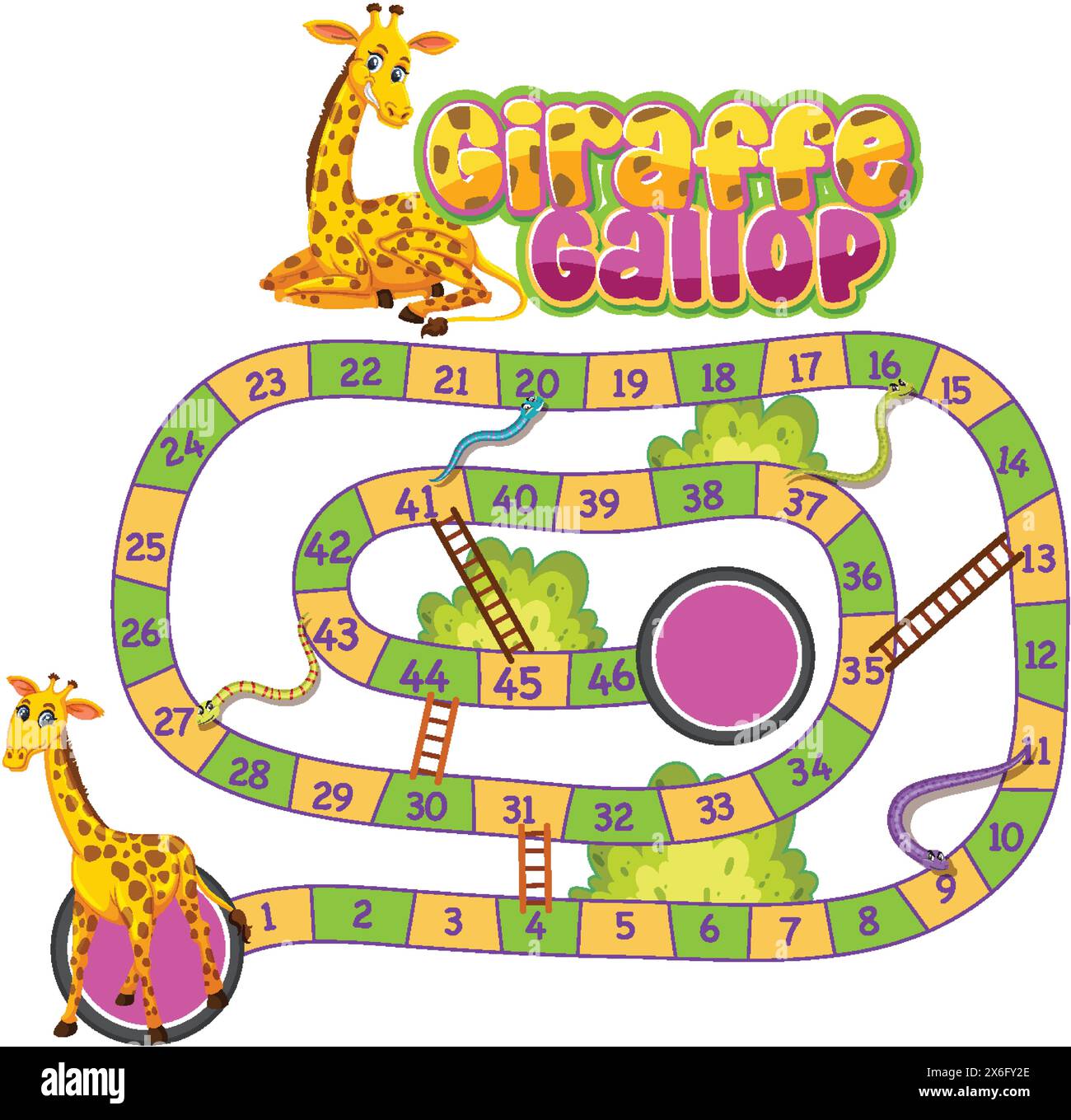 Colorful children's board game with giraffes and numbers Stock Vector ...