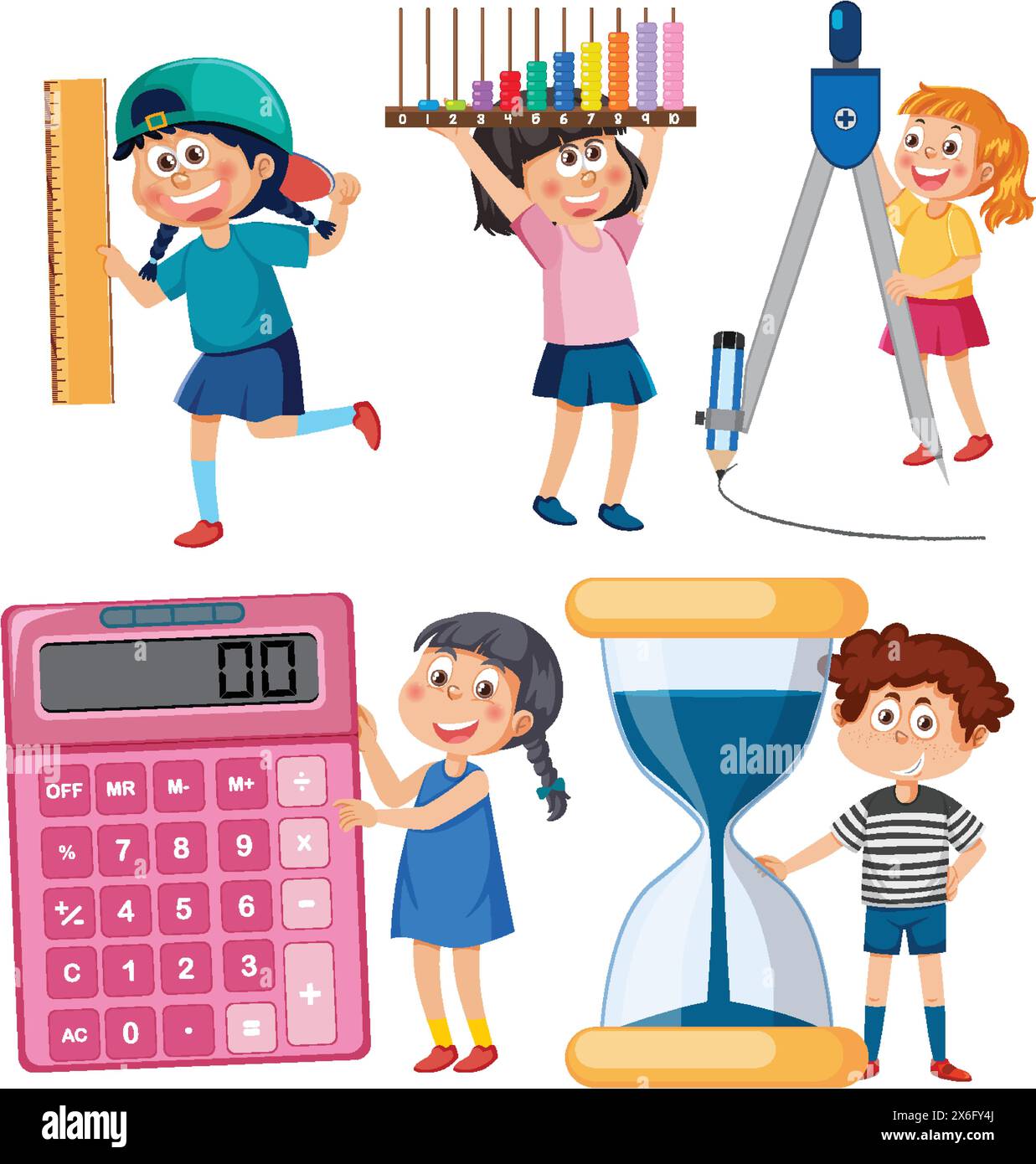Kids using various educational tools playfully Stock Vector Image & Art ...