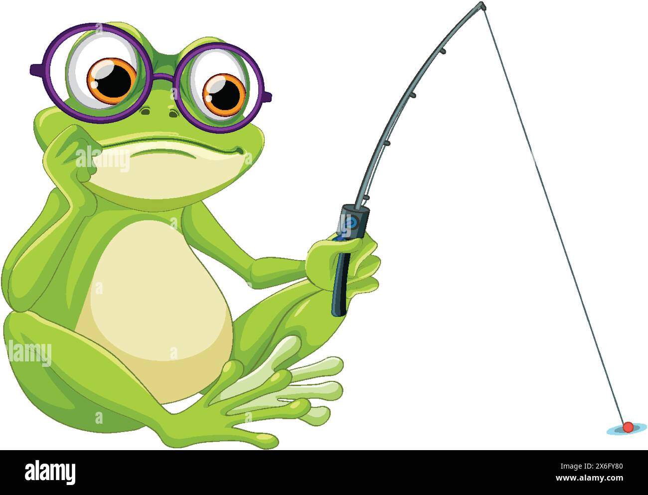 Cartoon frog holding a fishing rod, looking cute Stock Vector Image ...