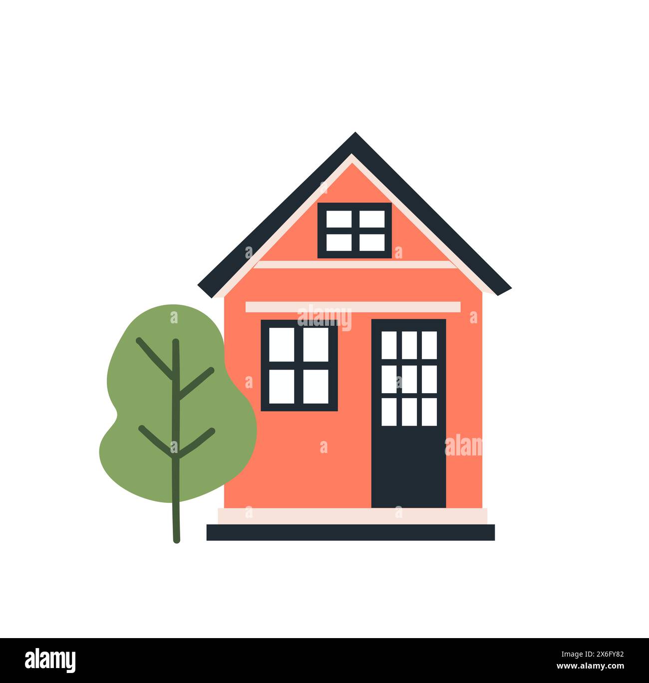 Cute Tiny House Small Building And Tree In Scandinavian Style Trendy Urban And Village Home