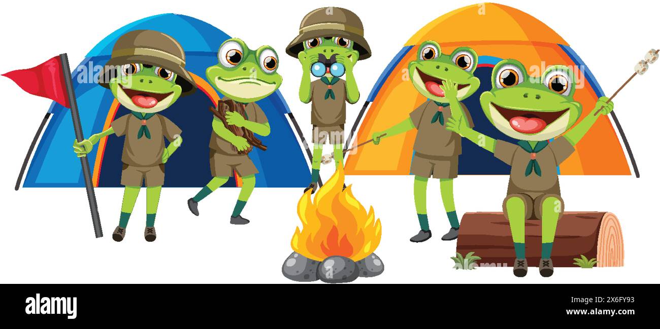 Frogs enjoying a fun camping trip Stock Vector Image & Art - Alamy