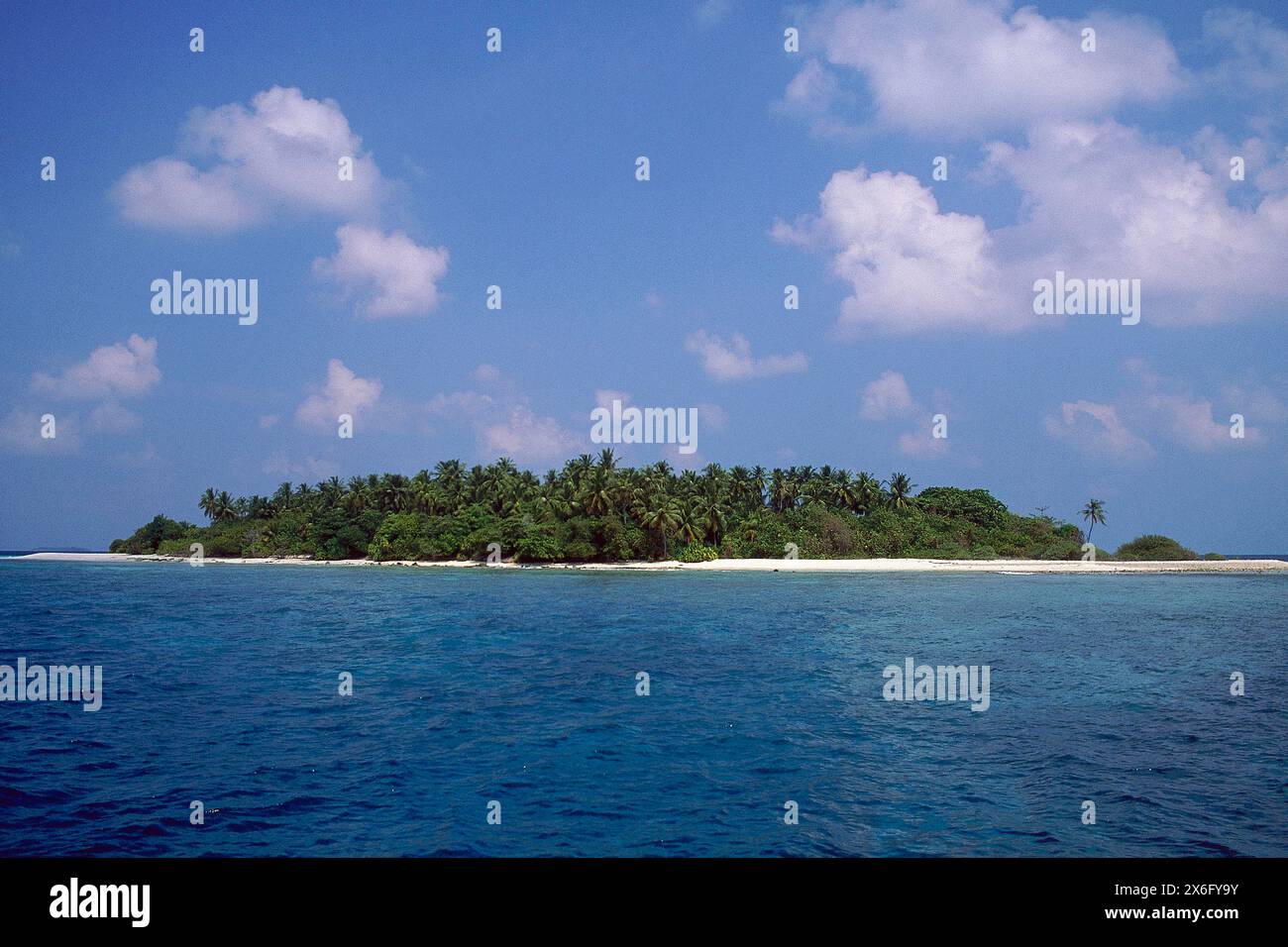 View of small island, Sonneva-Fushi Island, taken in 1997, Republic of ...