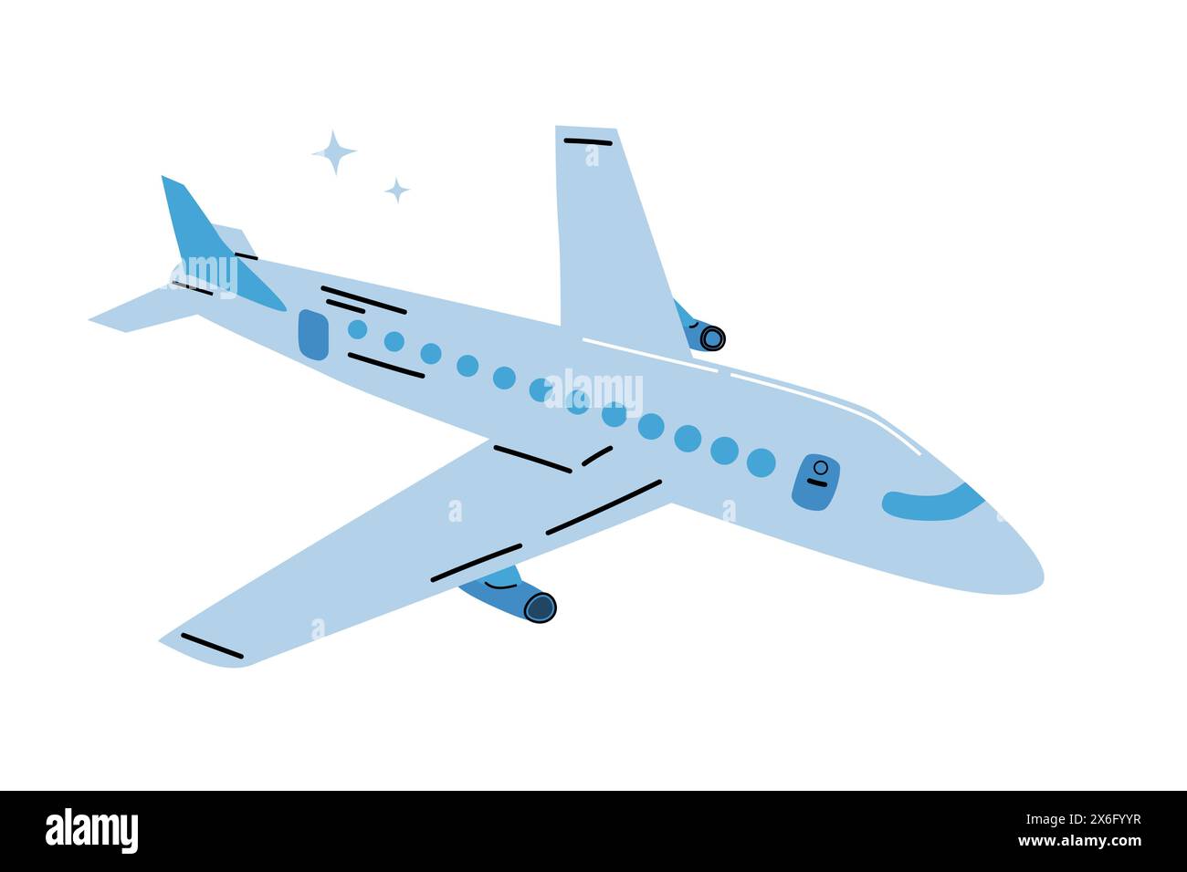 Passenger plane in flight on white background. Vector illustration of ...