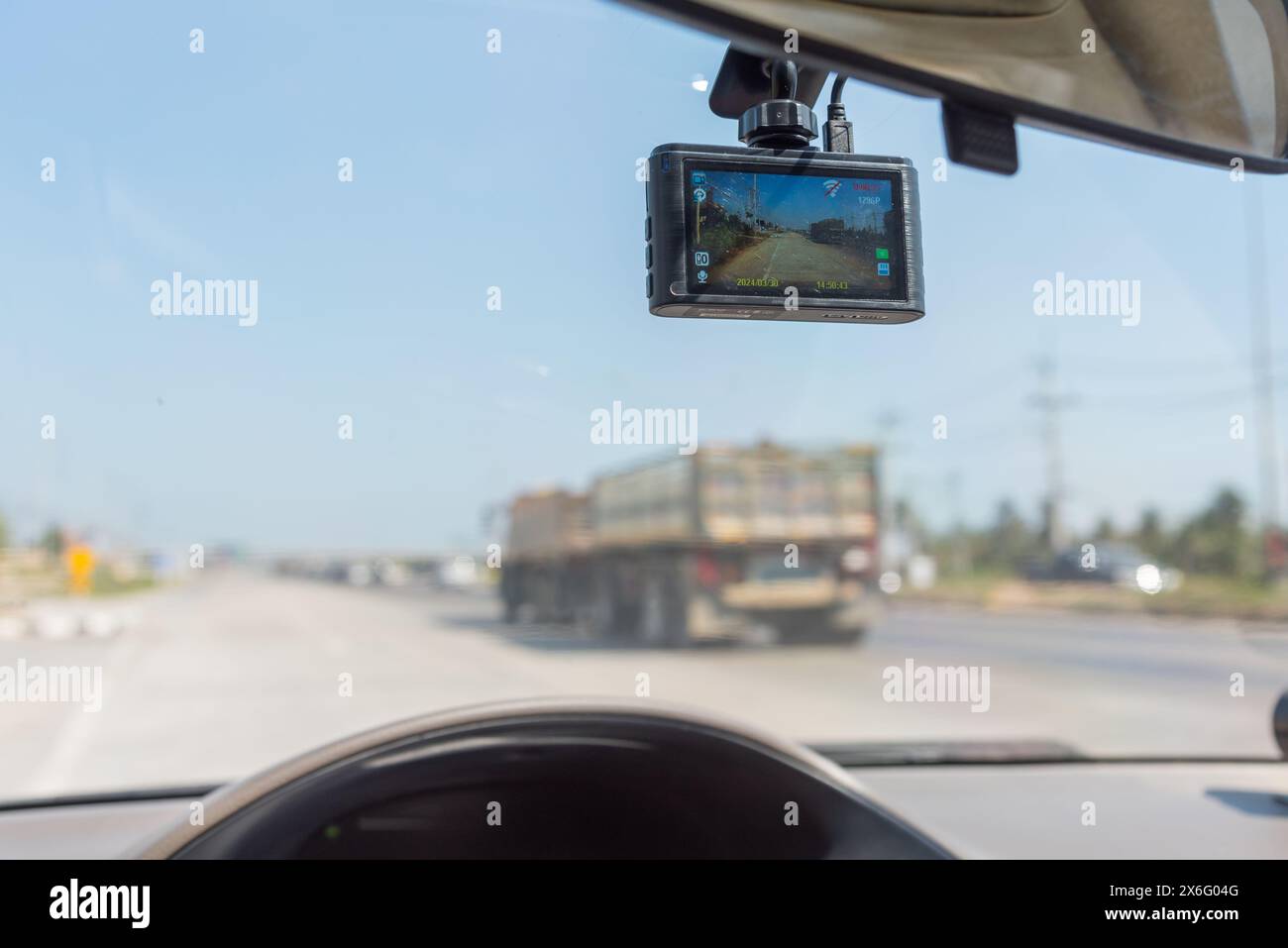 Closeup to dash camera in the car Stock Photo - Alamy
