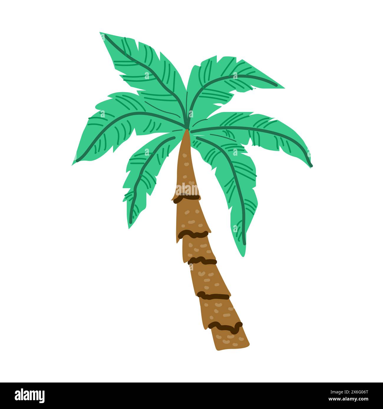 Palm tree cartoon isolated on white. Single palm clipart. Template for ...