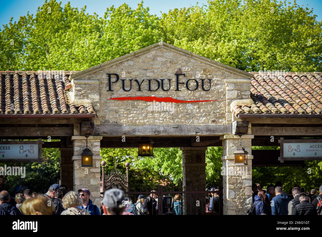 Les Epesses - France - 9th May 2024: view of the Puy du Fou signboard ...