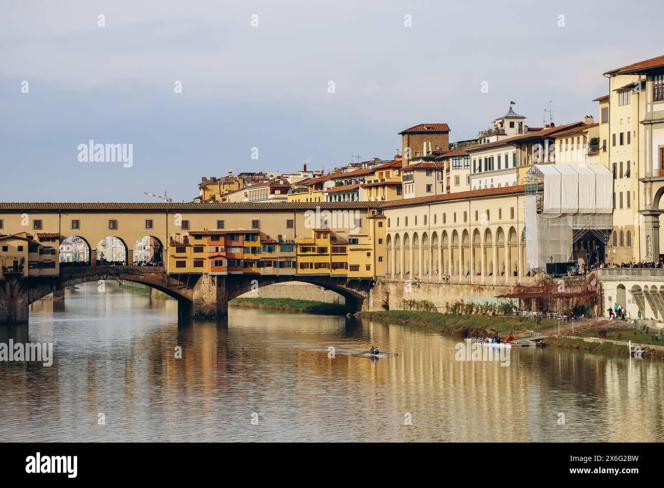 The Ponte Vecchio, a medieval stone closed-spandrel segmental arch ...