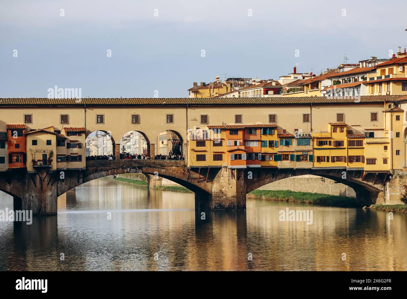 The Ponte Vecchio, a medieval stone closed-spandrel segmental arch ...