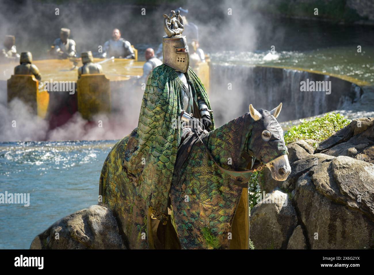 Les Epesses - France - 9th May 2024: View on a medieval show at the Puy ...