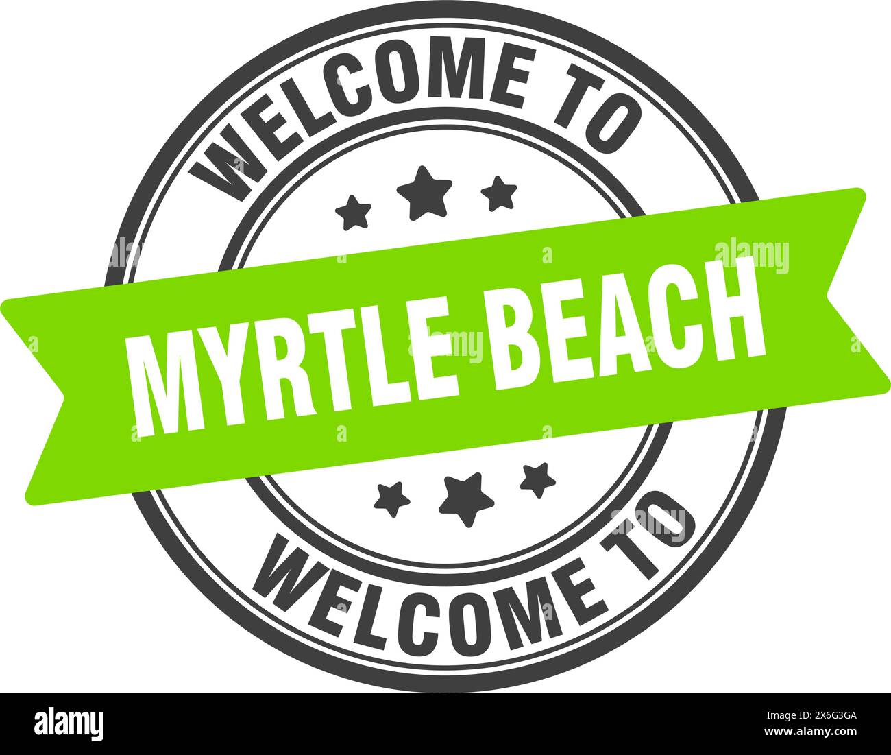 Welcome to Myrtle Beach stamp. Myrtle Beach round sign isolated on ...
