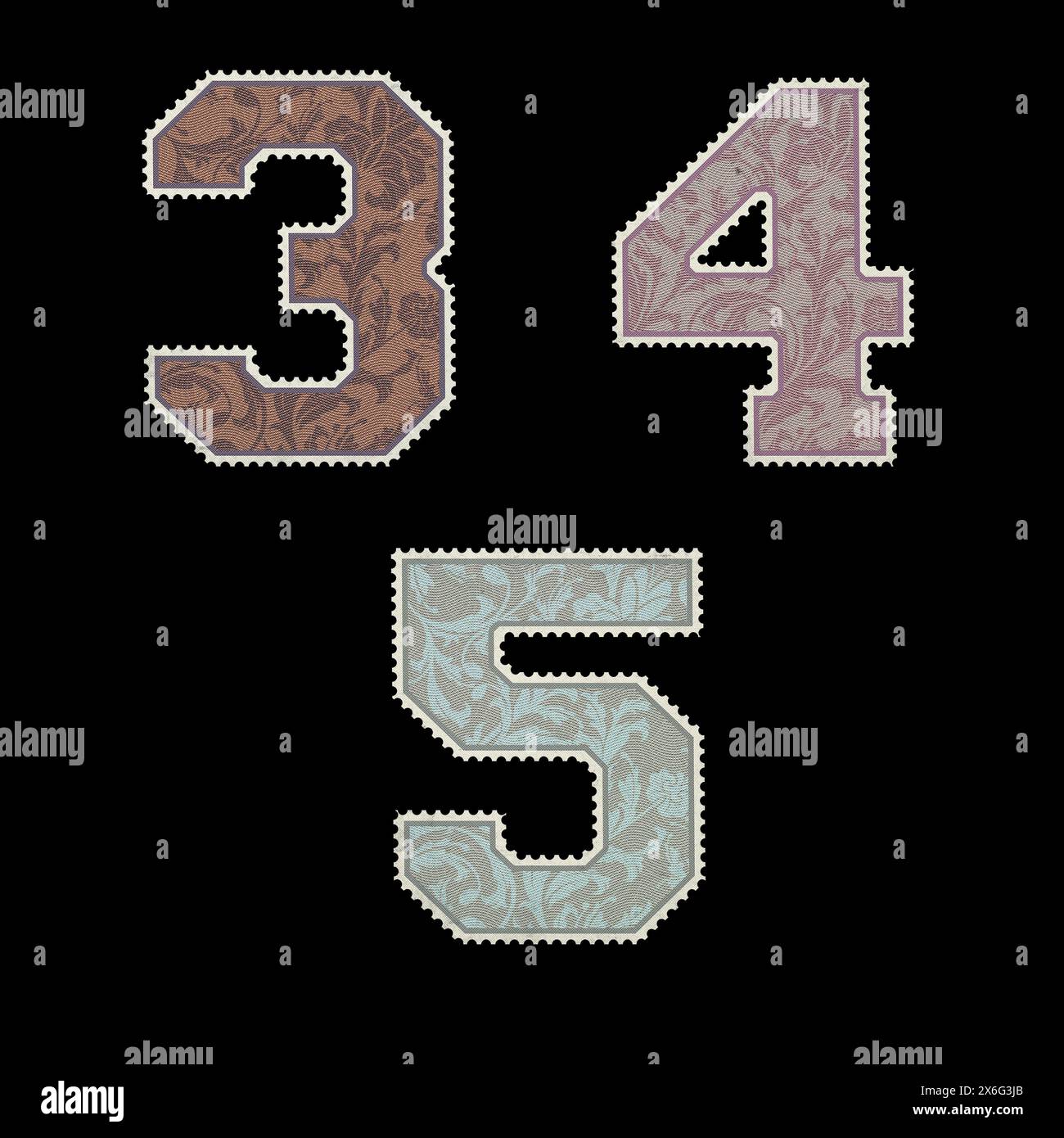 Vintage postal stamp style alphabet with set of capital letters and ...