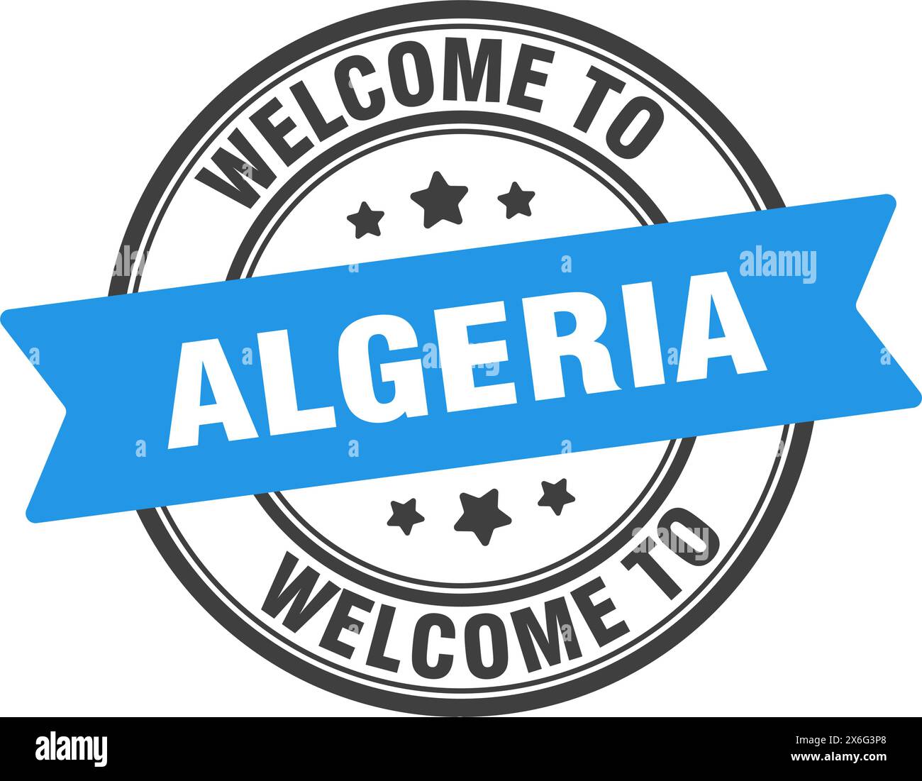 Welcome to Algeria stamp. Algeria round sign isolated on white ...