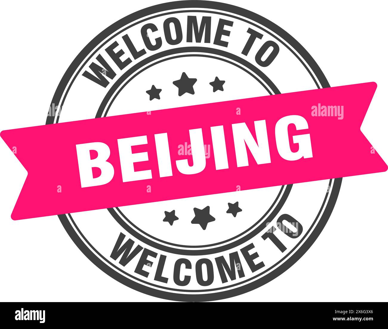 Welcome to Beijing stamp. Beijing round sign isolated on white ...