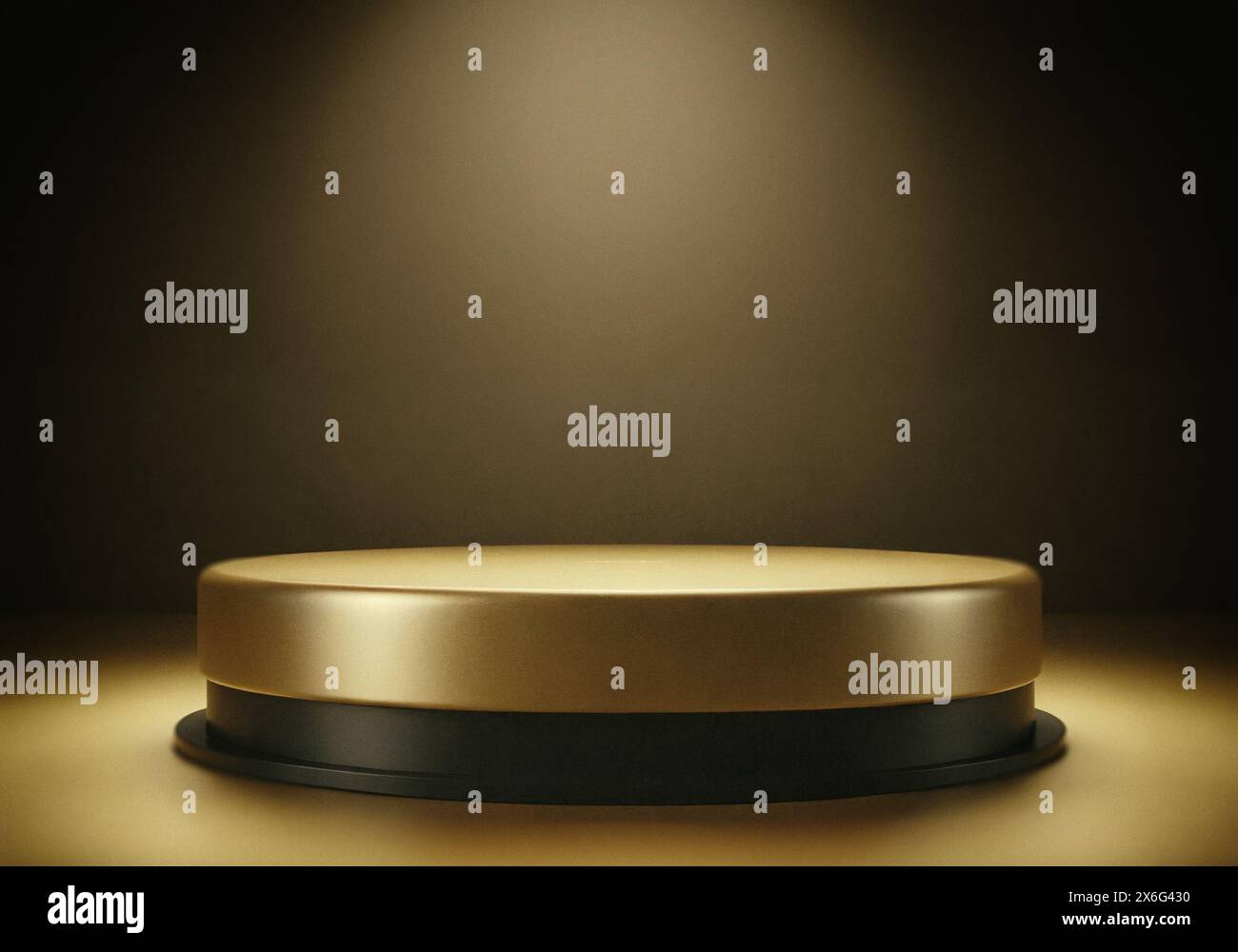 Black and gold podium, vintage movie camera, product stage on dark ...