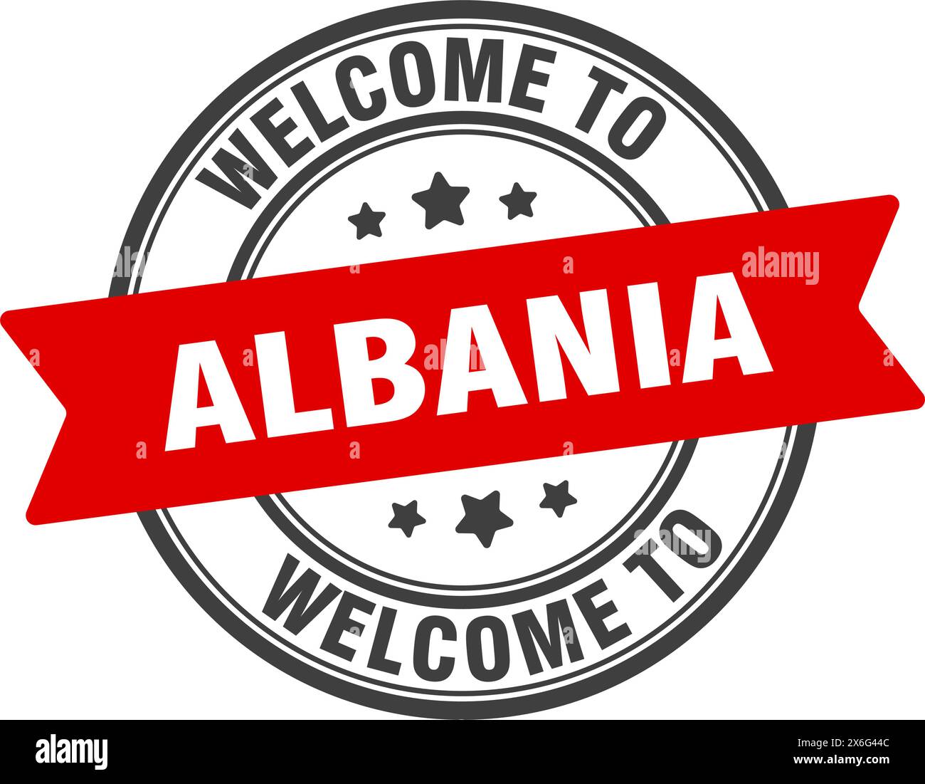 Welcome to Albania stamp. Albania round sign isolated on white ...