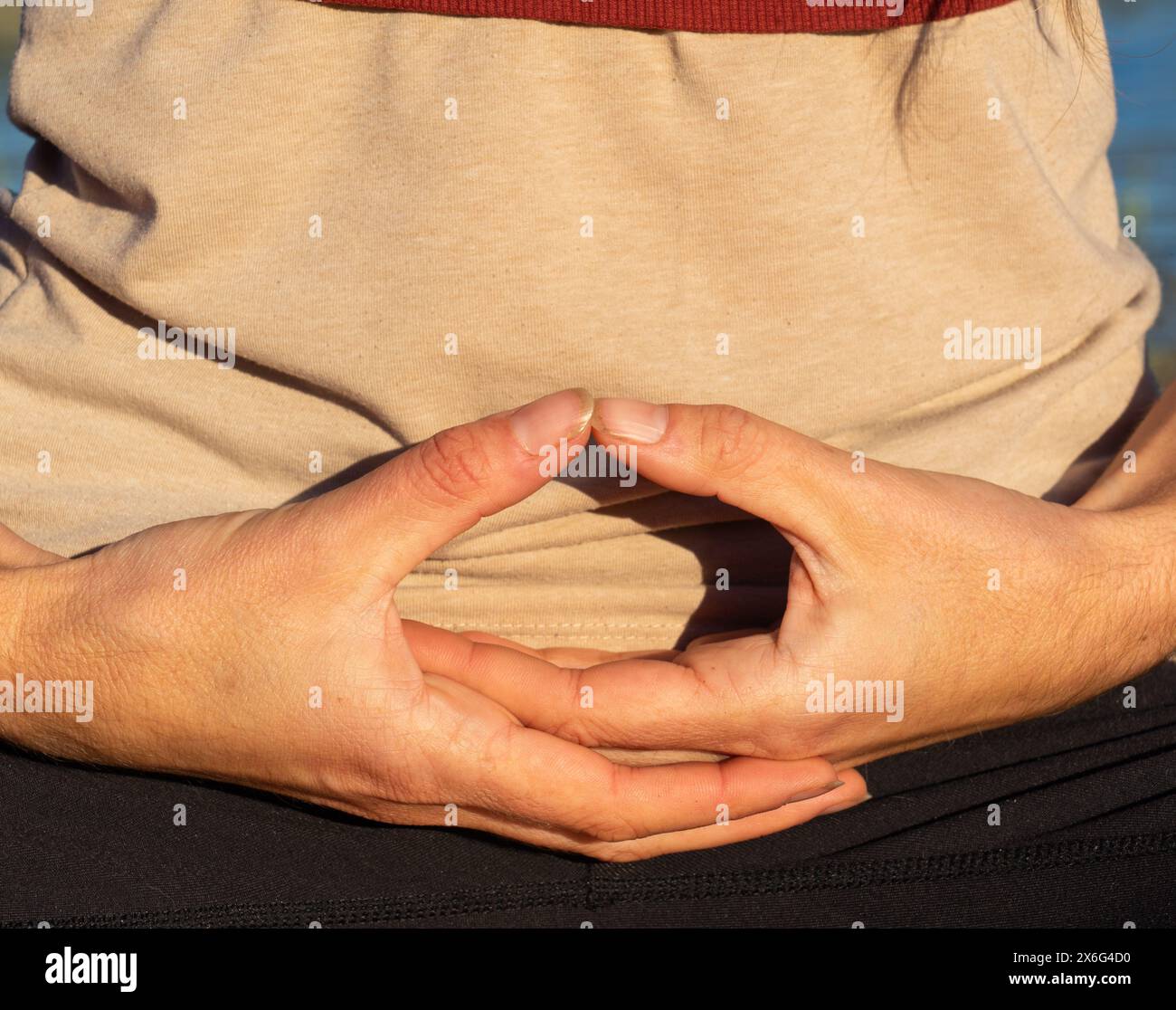 Meditative Hand Gesture: Dhyana Mudra Stock Photo - Alamy
