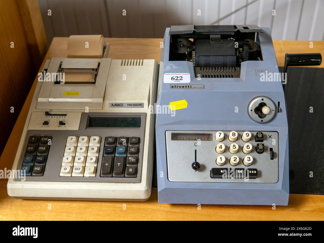 Vintage technology adding machines on sale at auction, UK 1960s ...