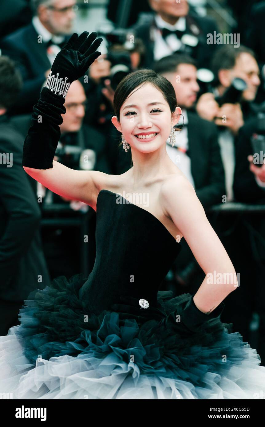 Cannes, France. 14 May 2024. Qian Hui arrives on the Red Carpet for the opening night for the ...