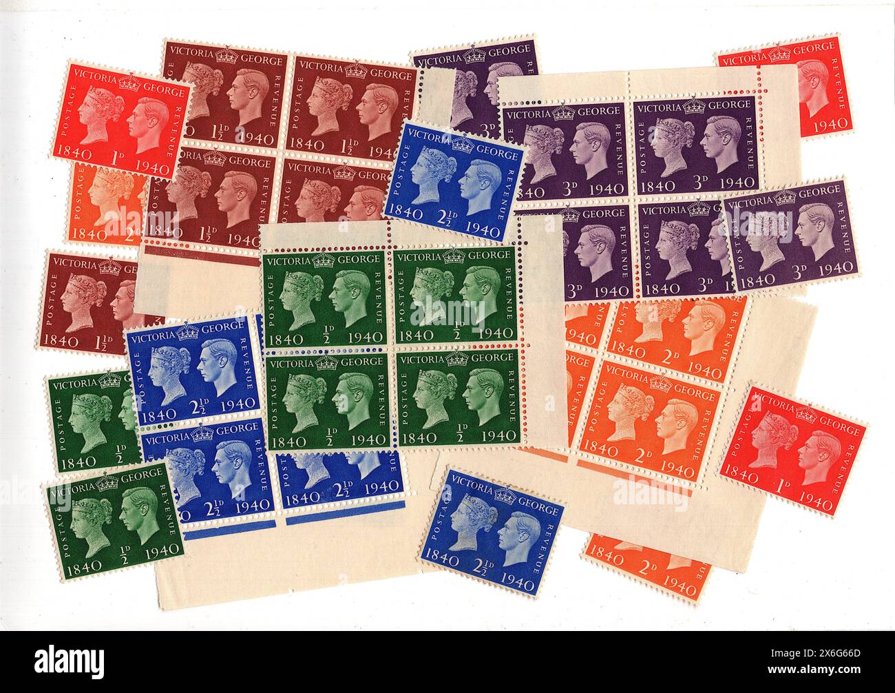 A montage of Queen Victoria and King George VI postage stamps from ...