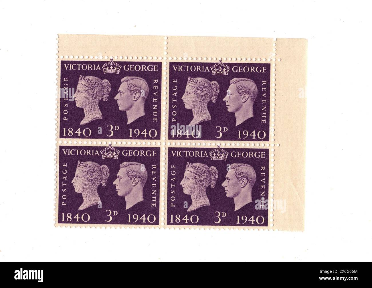 A block of Queen Victoria and King George VI postage stamps from Great ...