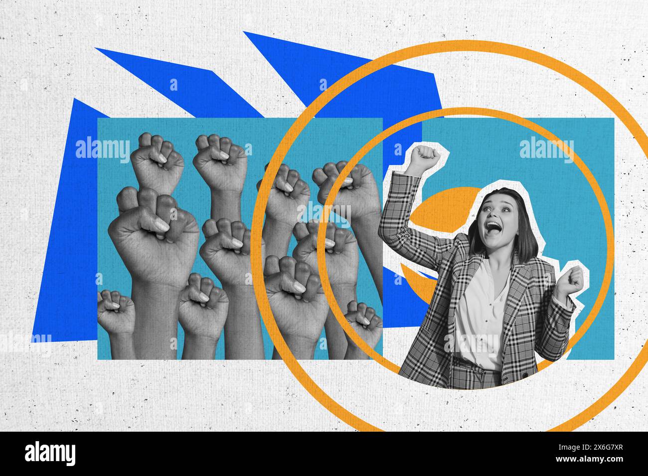 Composite artwork sketch image collage of bright color geometric ...