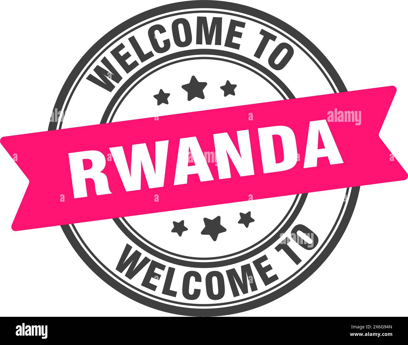 Welcome to Rwanda stamp. Rwanda round sign isolated on white background ...
