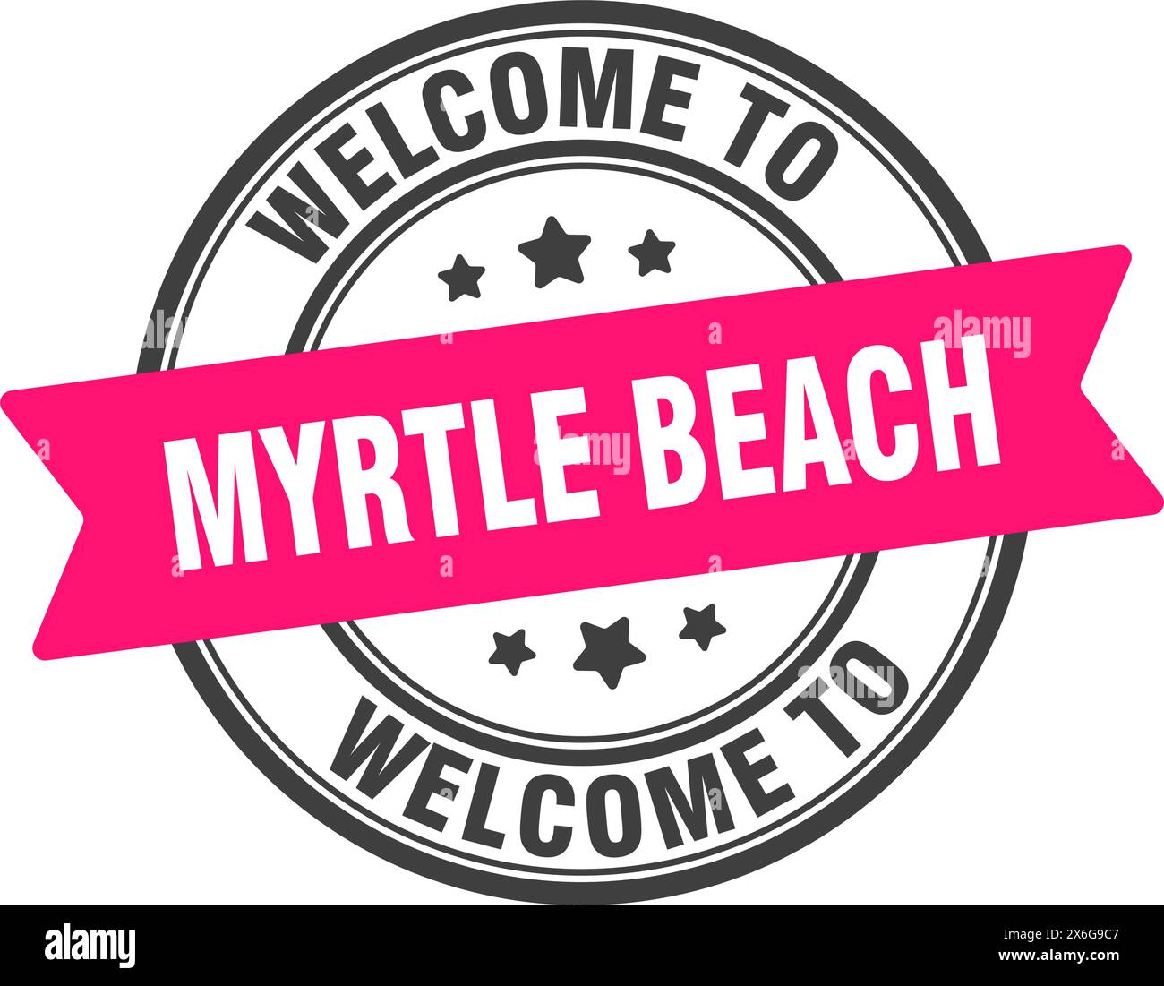 Welcome to Myrtle Beach stamp. Myrtle Beach round sign isolated on ...
