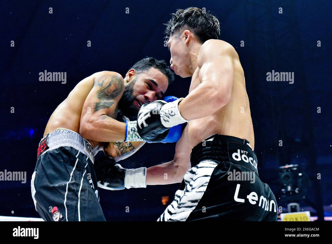 Japan's Naoya Inoue (blacck gloves) and Mexico's Luis Nery (blue gloves ...