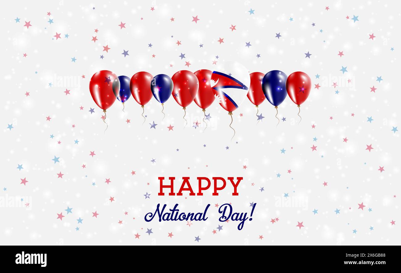 Nepal Independence Day Sparkling Patriotic Poster. Row of Balloons in ...