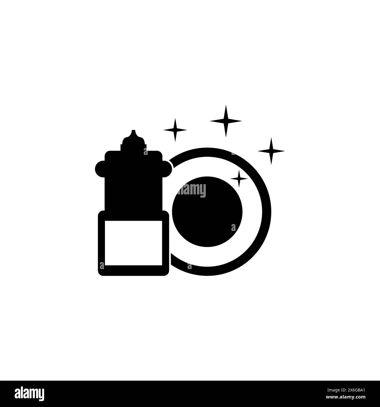 Hand Dishwashing Liquid with Clean Plate, Dish Washing Detergent flat vector icon. Simple solid ...