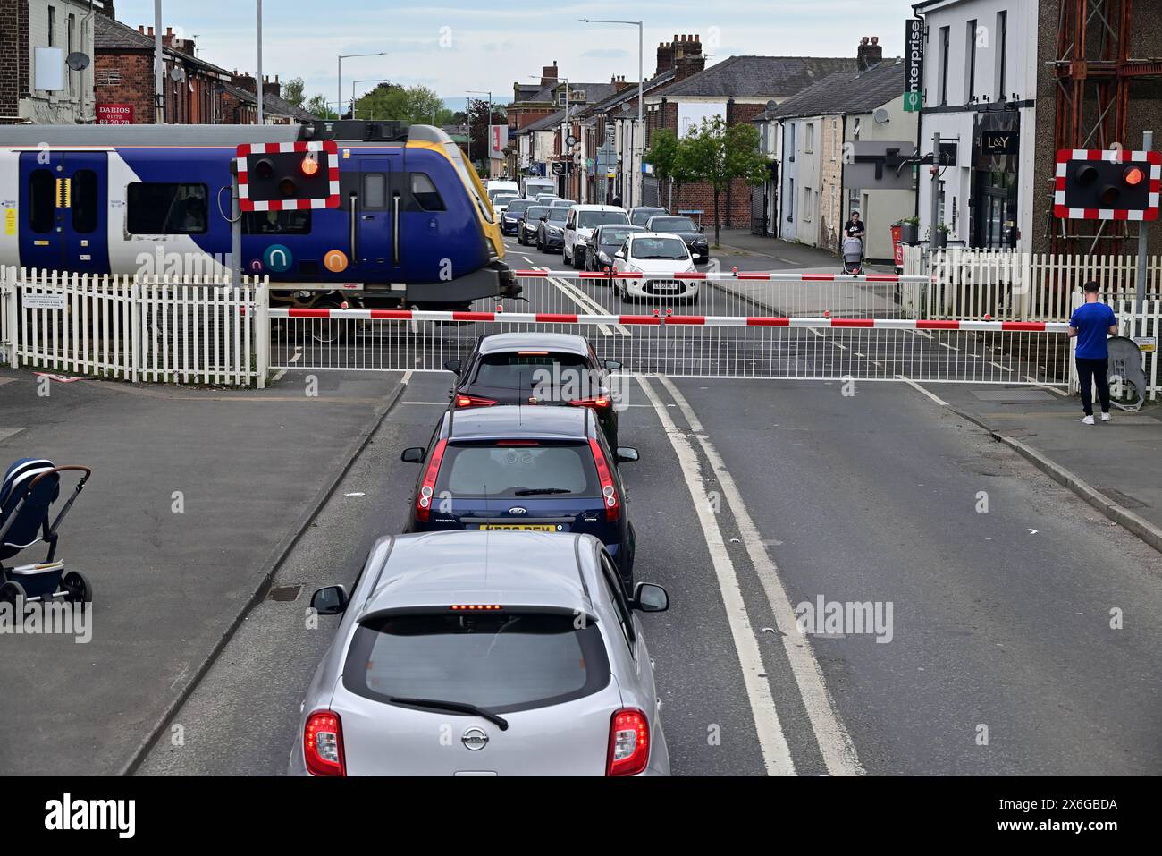 Around the UK - Railway Crossing, Bamber Bridge, Lancashire, UK Stock Photo - Alamy