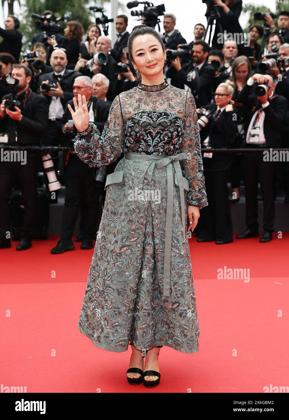 CANNES, May 15, 2024 (Xinhua) -- Chinese actress Zhao Tao arrives at ...