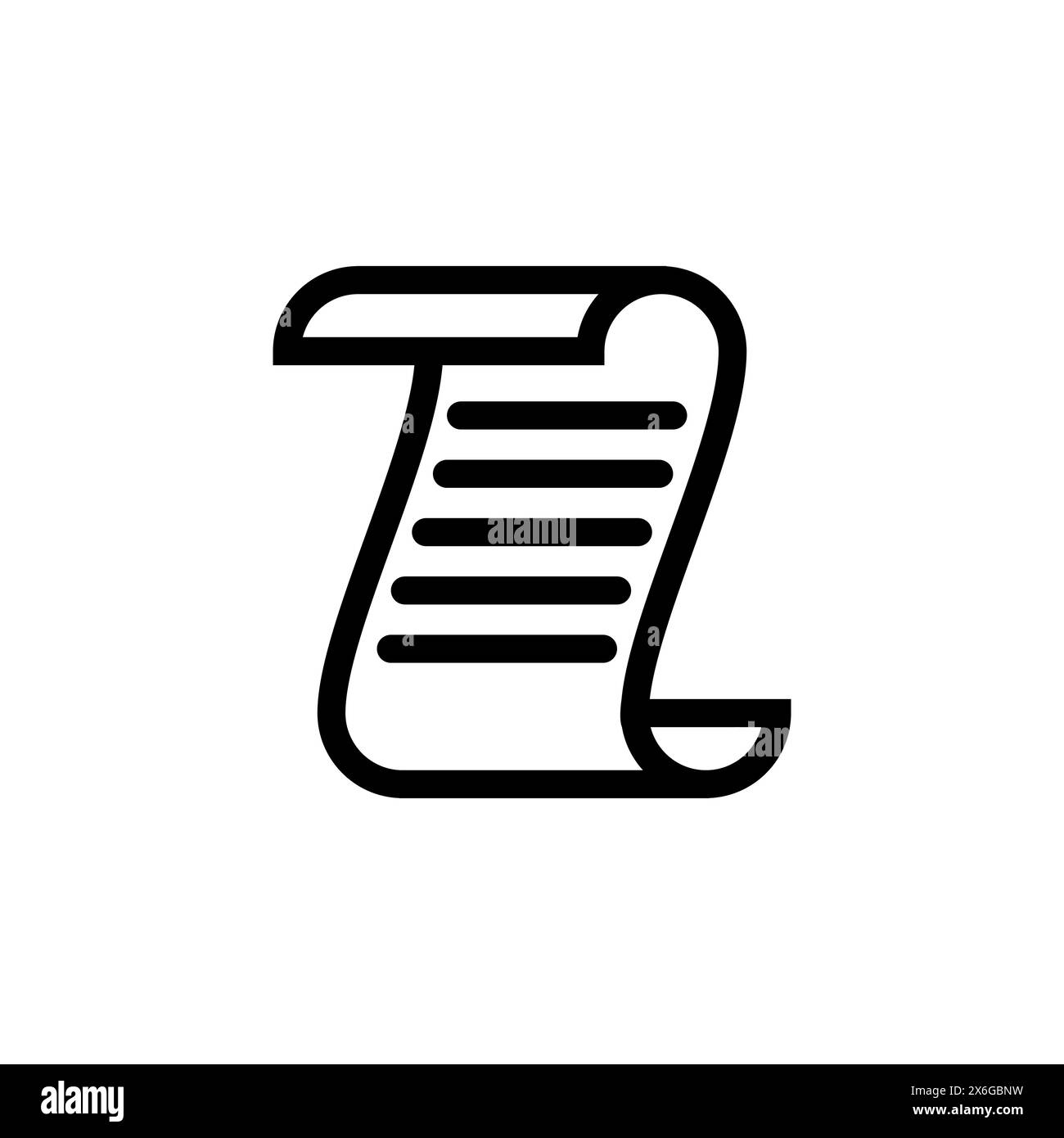 Big Document Roll with Text, Long Receipt flat vector icon. Simple ...