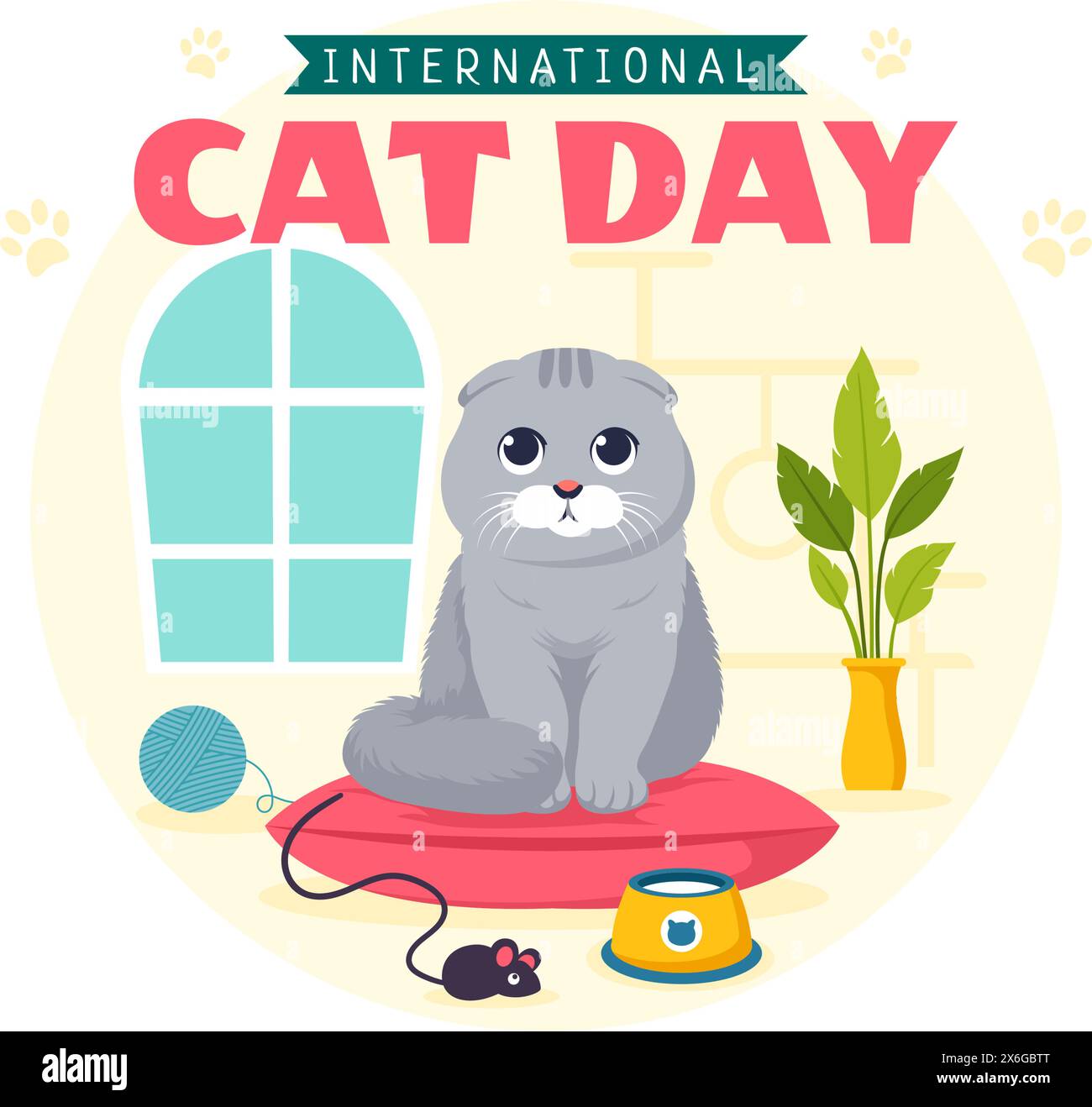 International Cat Day Vector Illustration on August 8 with Cats Animals ...