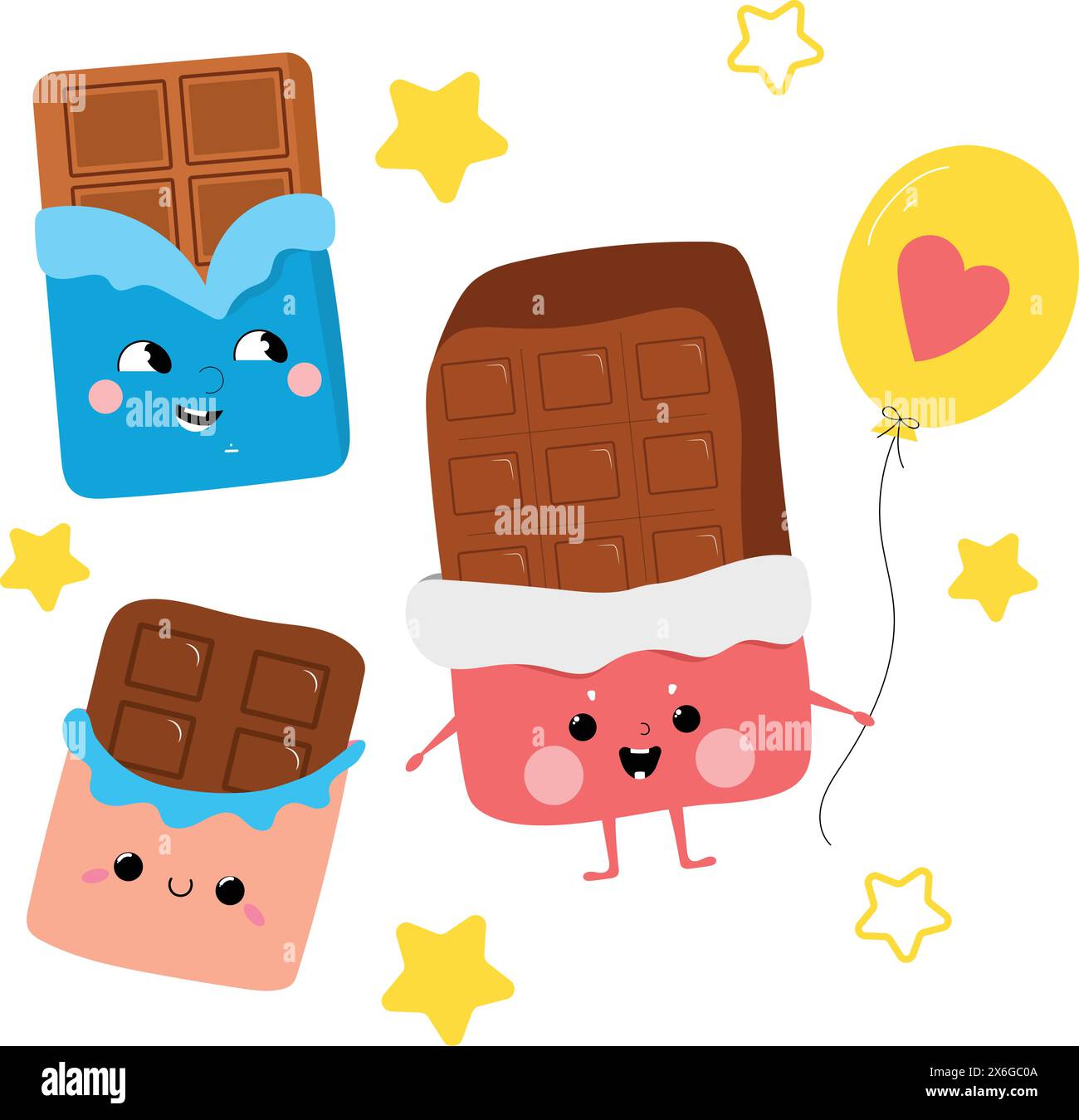 Set of cute cartoon chocolate bars Stock Vector Image & Art - Alamy