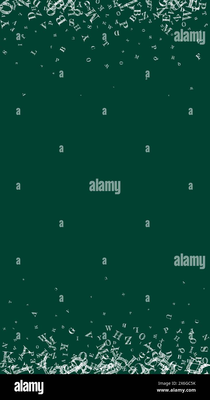 Concept of school background. White chalk falling letters of English ...