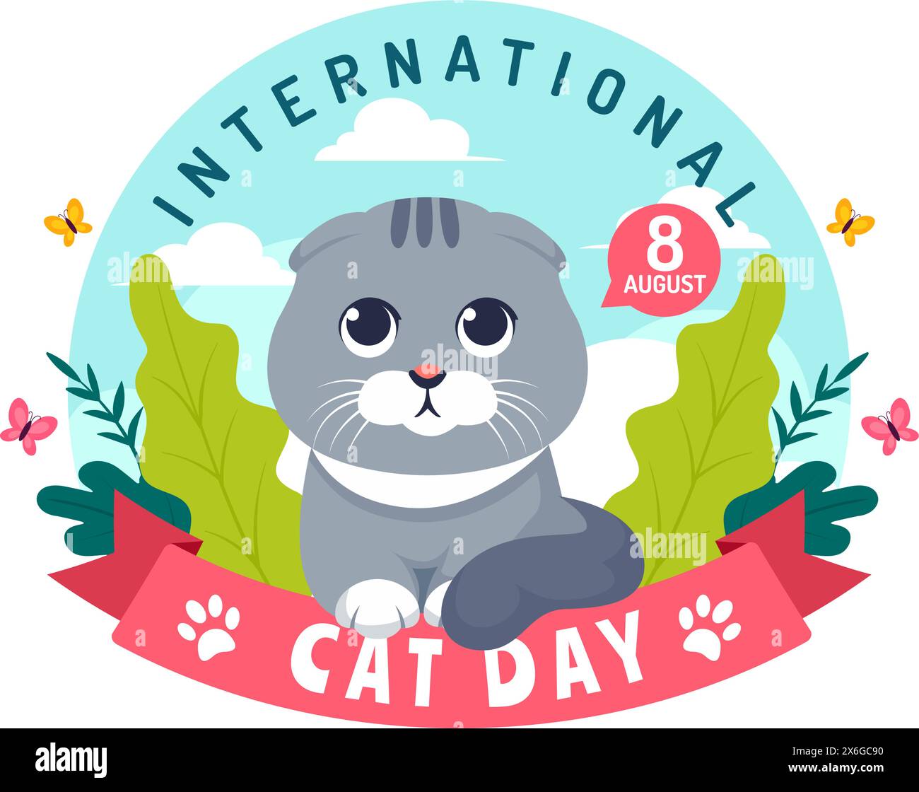 International Cat Day Vector Illustration on August 8 with Cats Animals ...