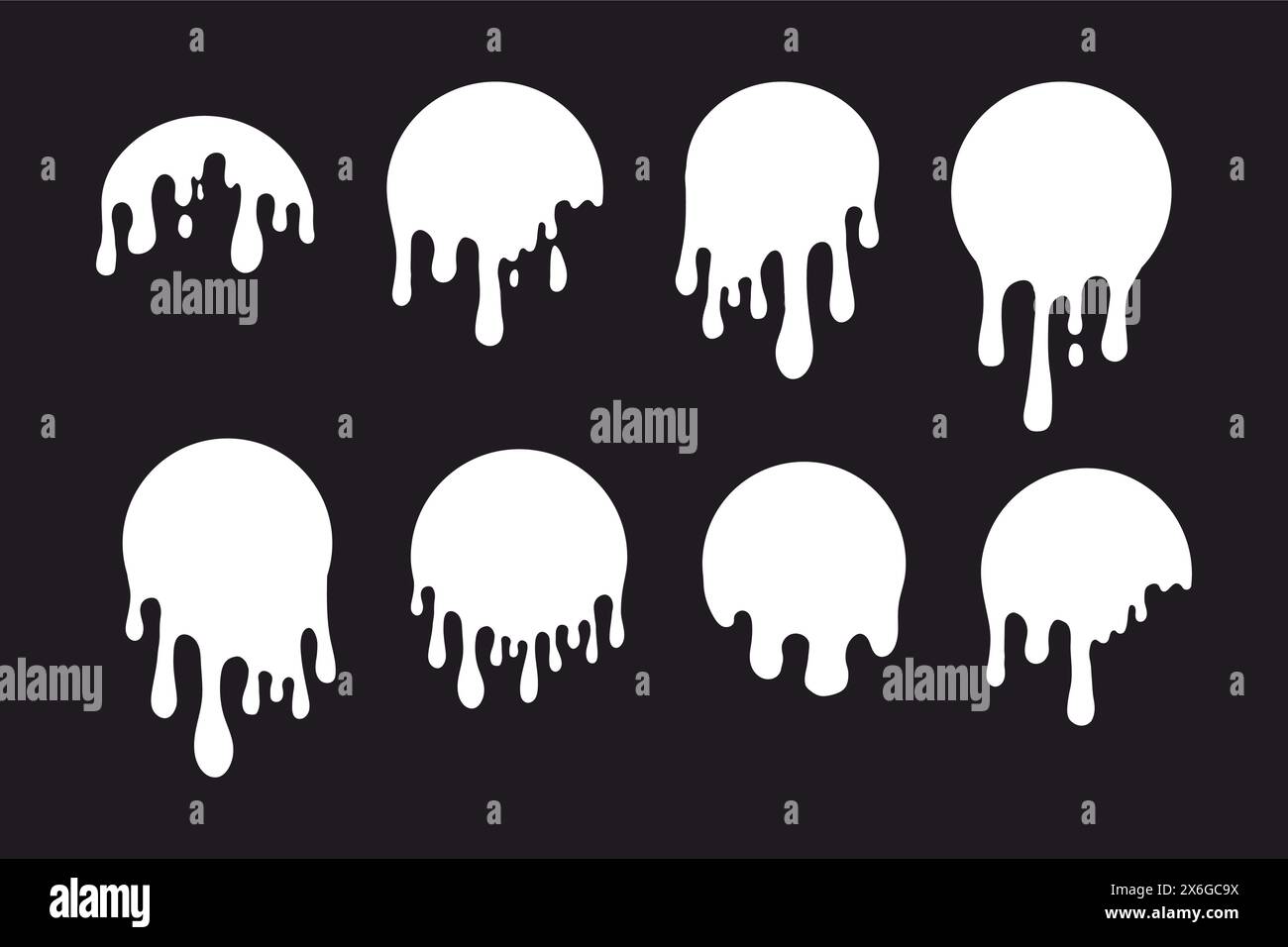 Melt drip circle white paint round splash with drops, liquid shape ...