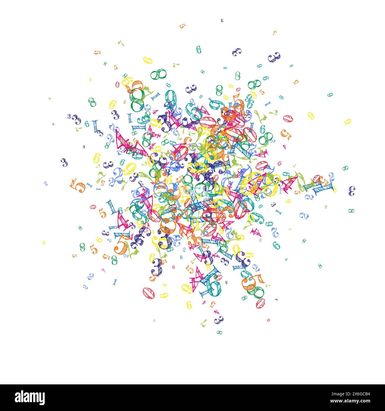 Flying colorful digits and numbers. School math notebook cover. Back to ...