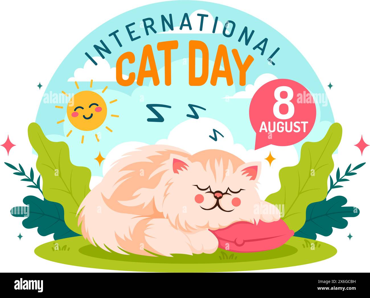 International Cat Day Vector Illustration on August 8 with Cats Animals ...