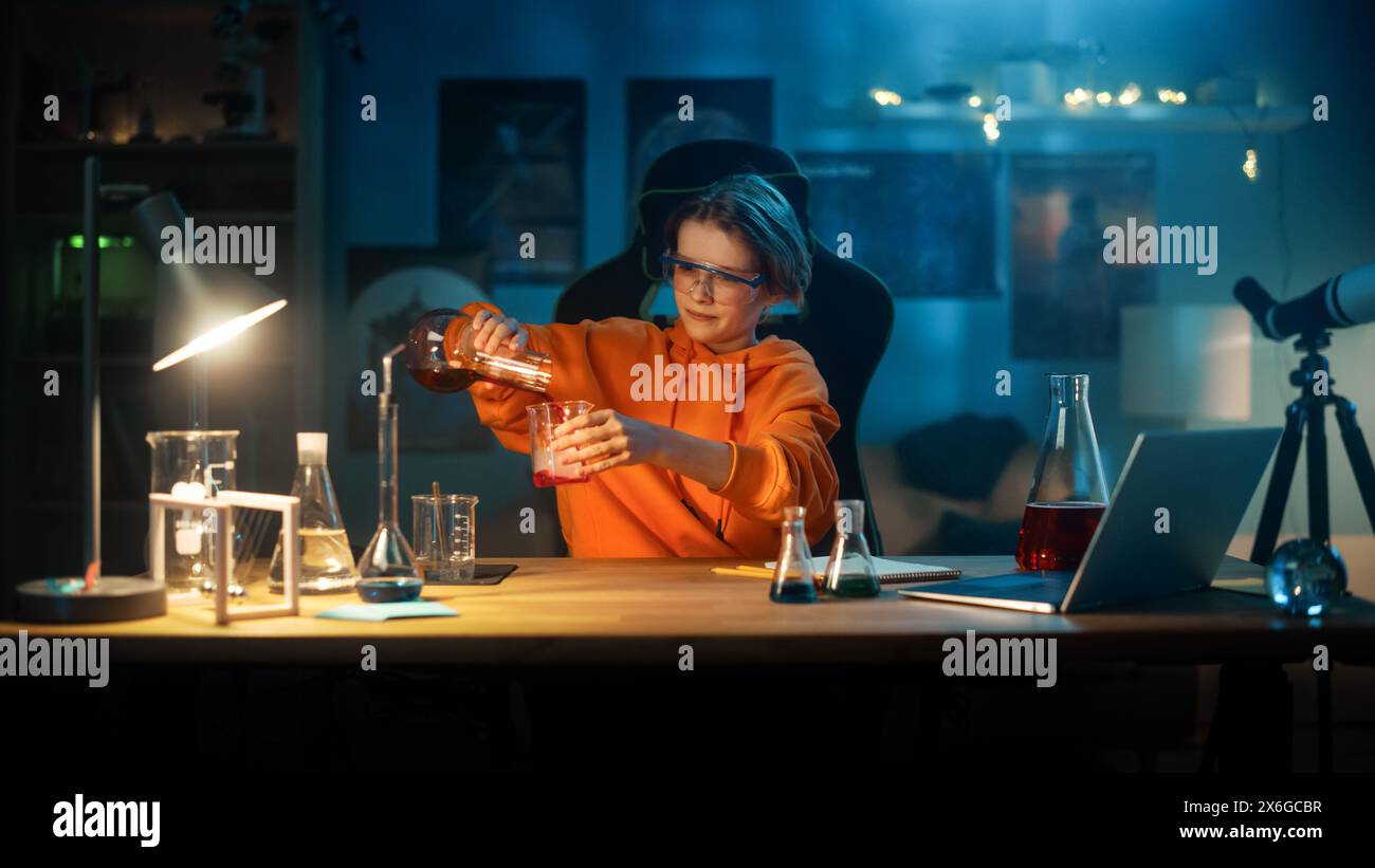 Elementary student conducting science experiment hi-res stock ...