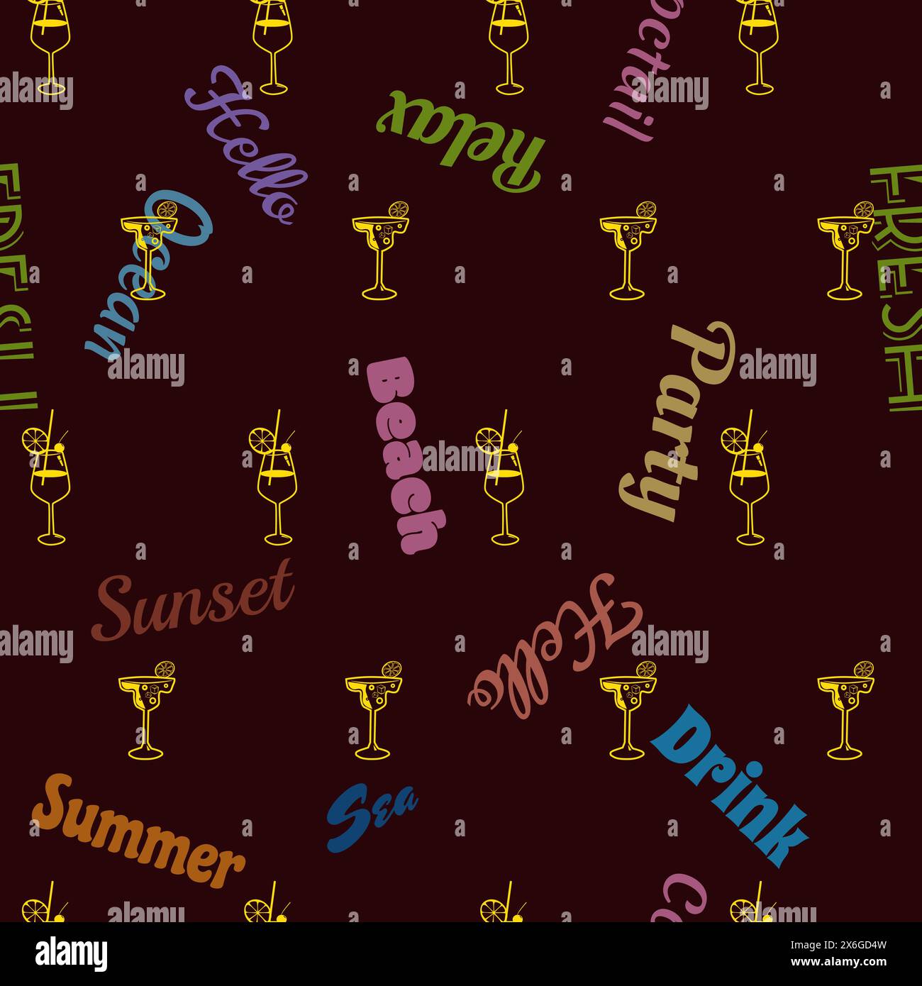 Seamless pattern Cocktail beverages sketch background Stock Vector ...