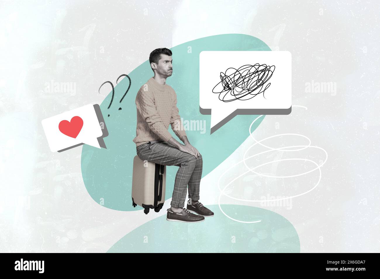 Composite trend artwork sketch photo collage of love heart bonding ...