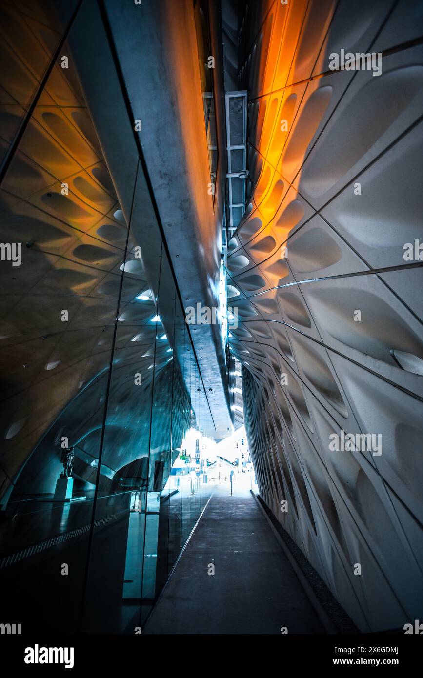 A Narrow Path between the Structures of The Broad Museum in Downtown ...