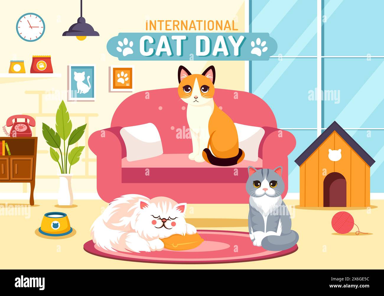 International Cat Day Vector Illustration on August 8 with Cats Animals ...