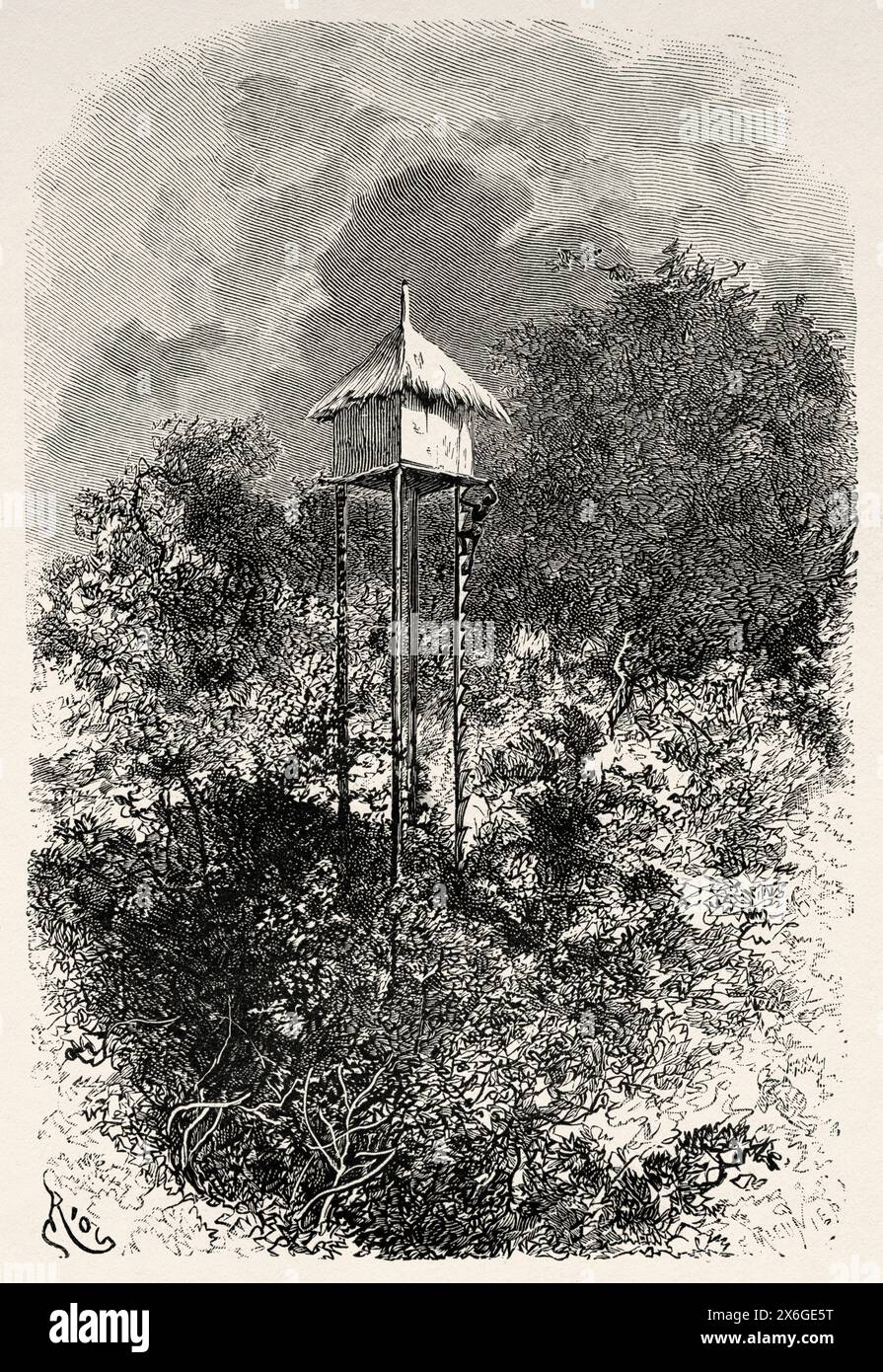 Traditional barn in a bush of the African Usagara people tribe ...